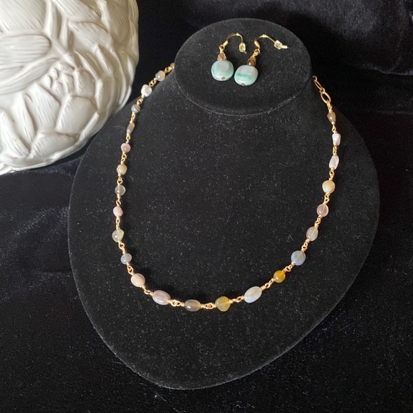 Jewelry | Natural Stone Necklace And Earrings Set | Poshmark
